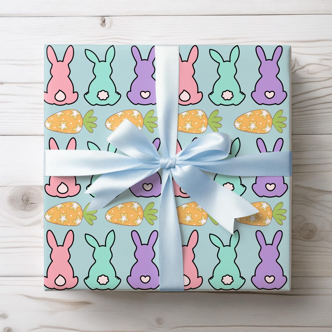 Colorful Bunny Tails Wrapping Paper, Easter Gift Wrap, Spring ...