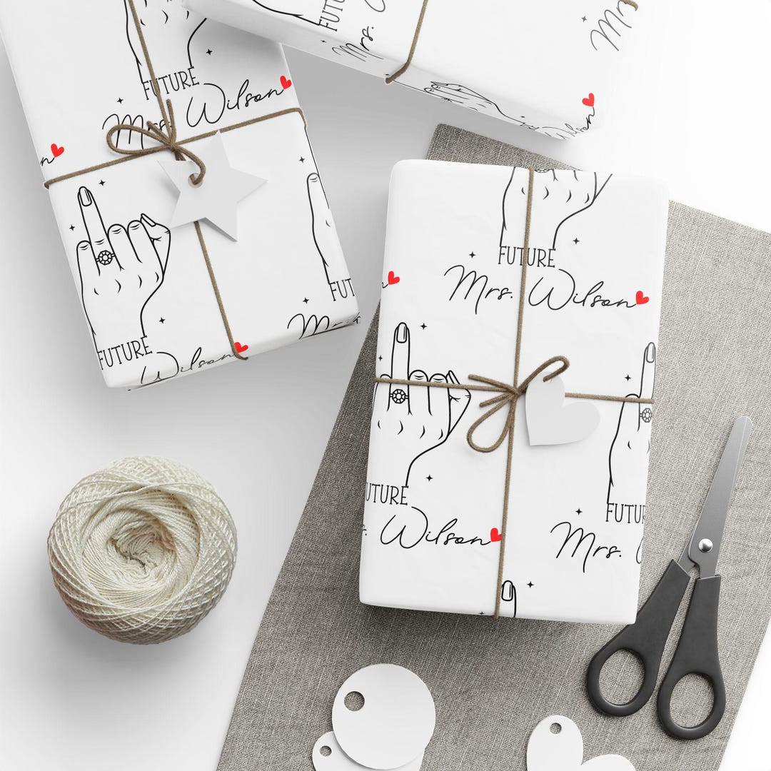 Personalized Engagement Wrapping Paper, Luxury Engagement Announcement ...