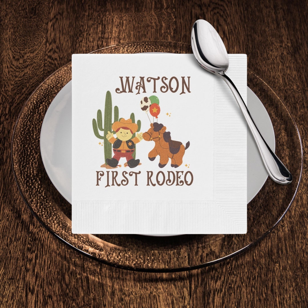 Personalized First Rodeo Napkins Cute Kids Party Supplies, Western ...