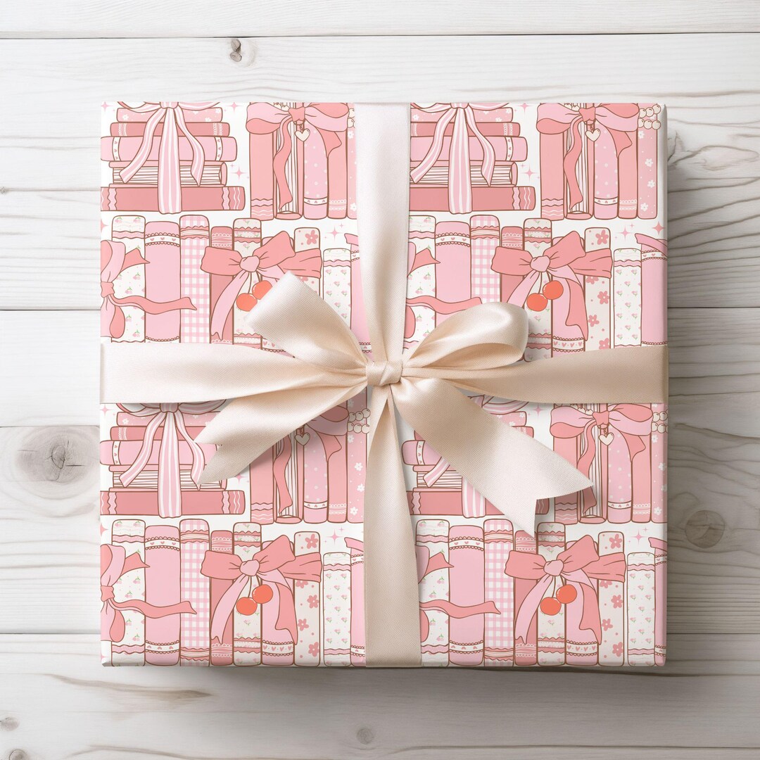 Whimsical Coquette Books Gift Wrap Paper, Cute Present Wrapping Paper ...