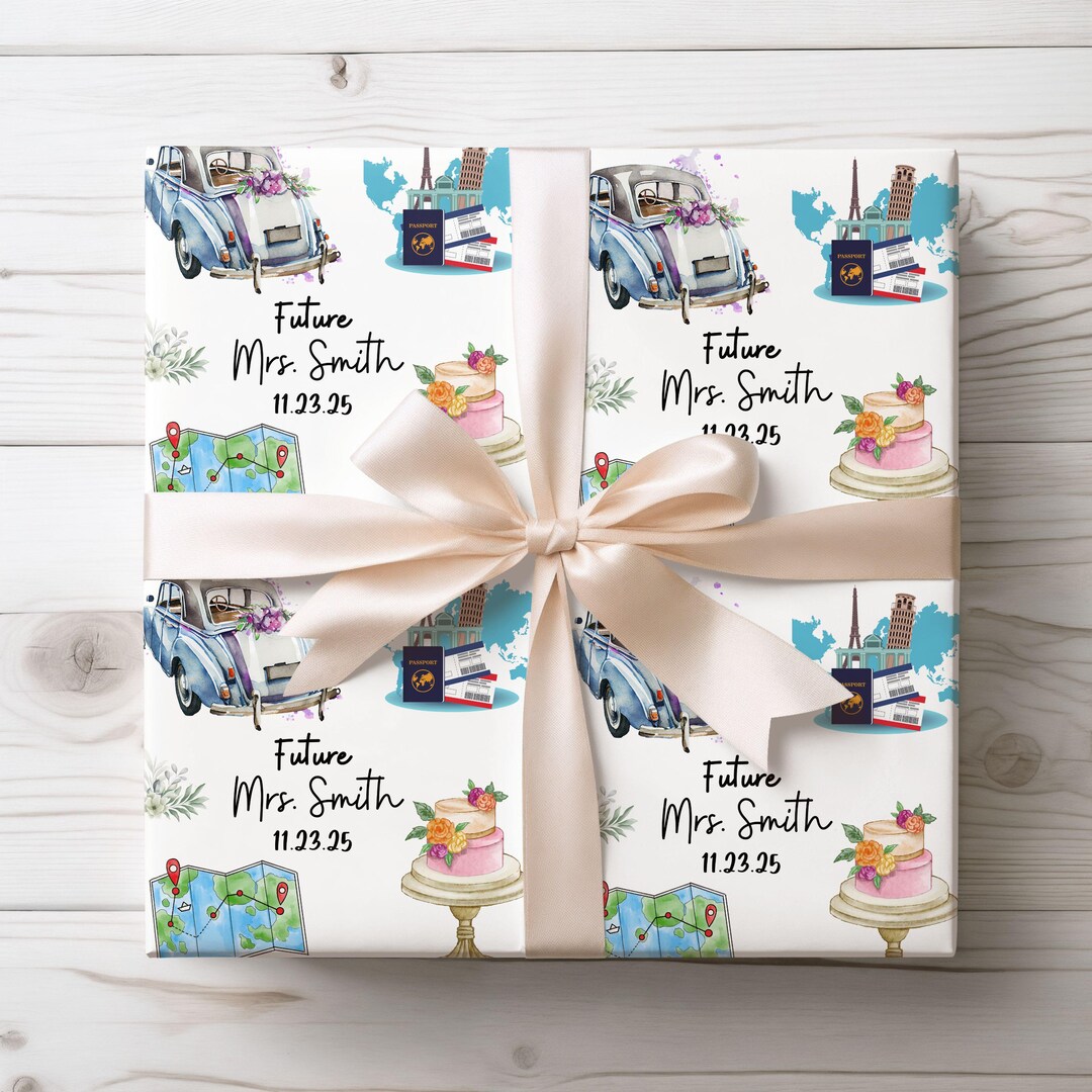 Adventure Themed Wrapping Paper for Bridal Shower, Wedding Wrapping ...