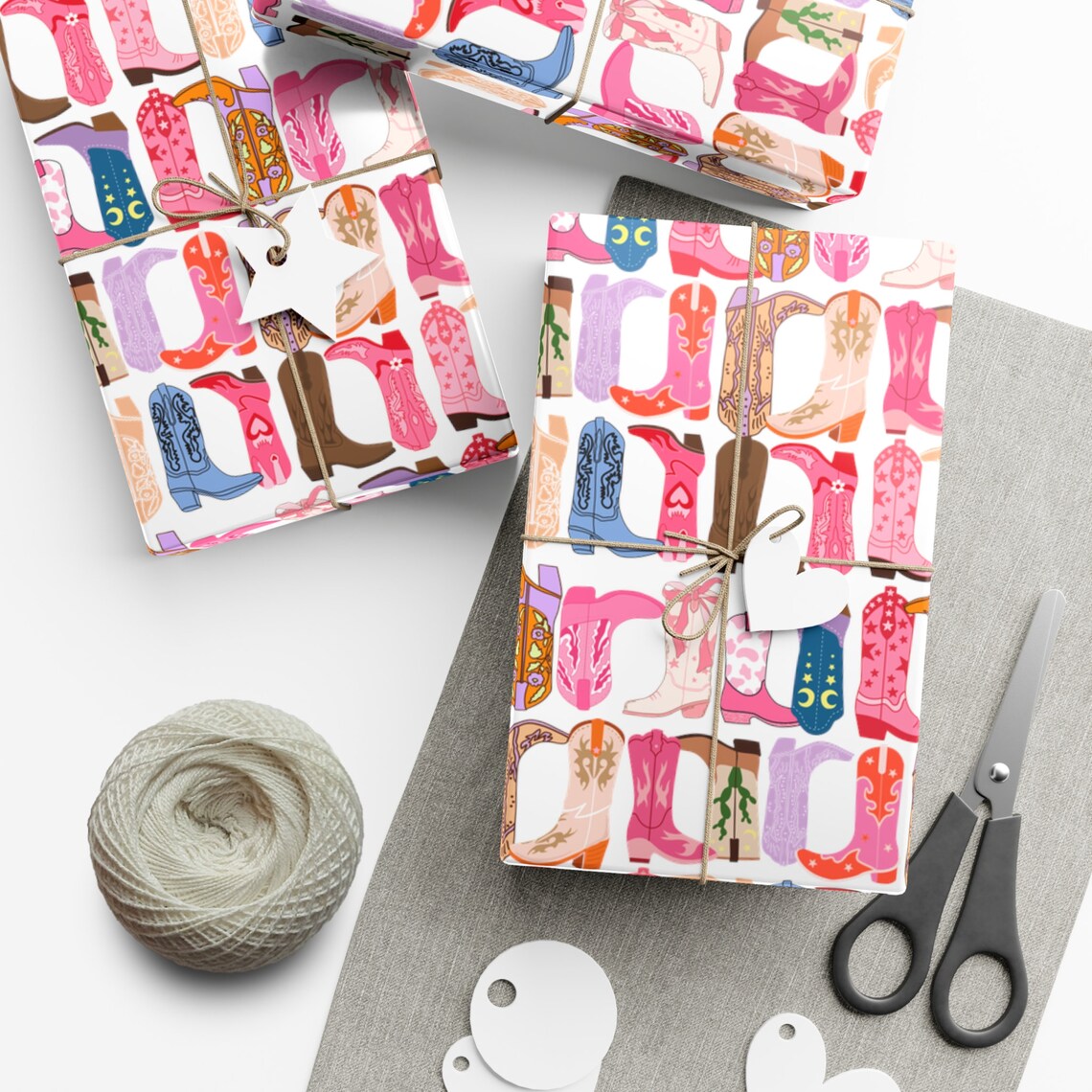 Cowgirl Boot Gift Wrap Papers, Western Themed Wrapping Paper, Colorful ...