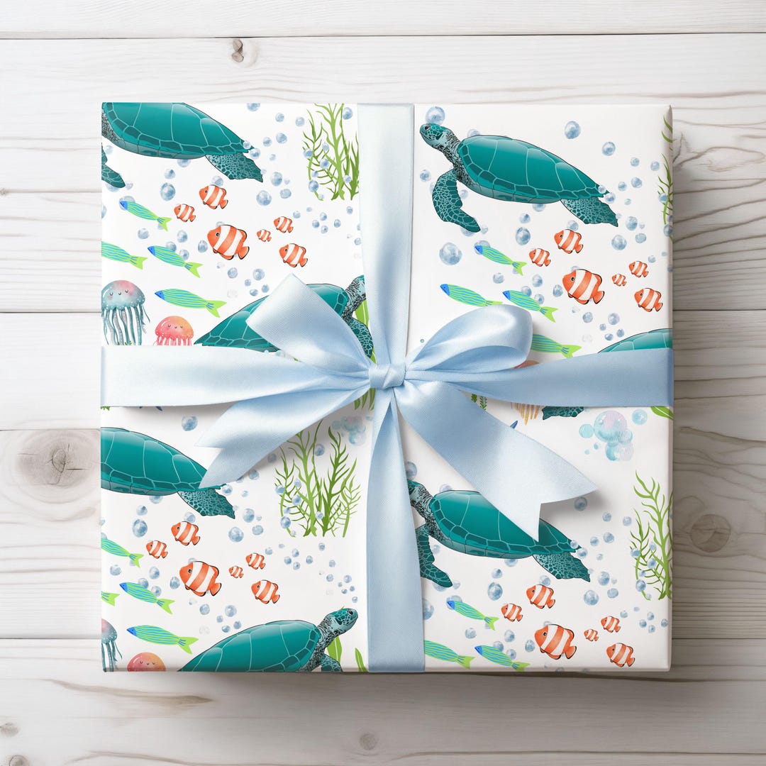 Under the Sea Gift Wrap, Turtle Gift Wrap Papers | Ocean-themed ...