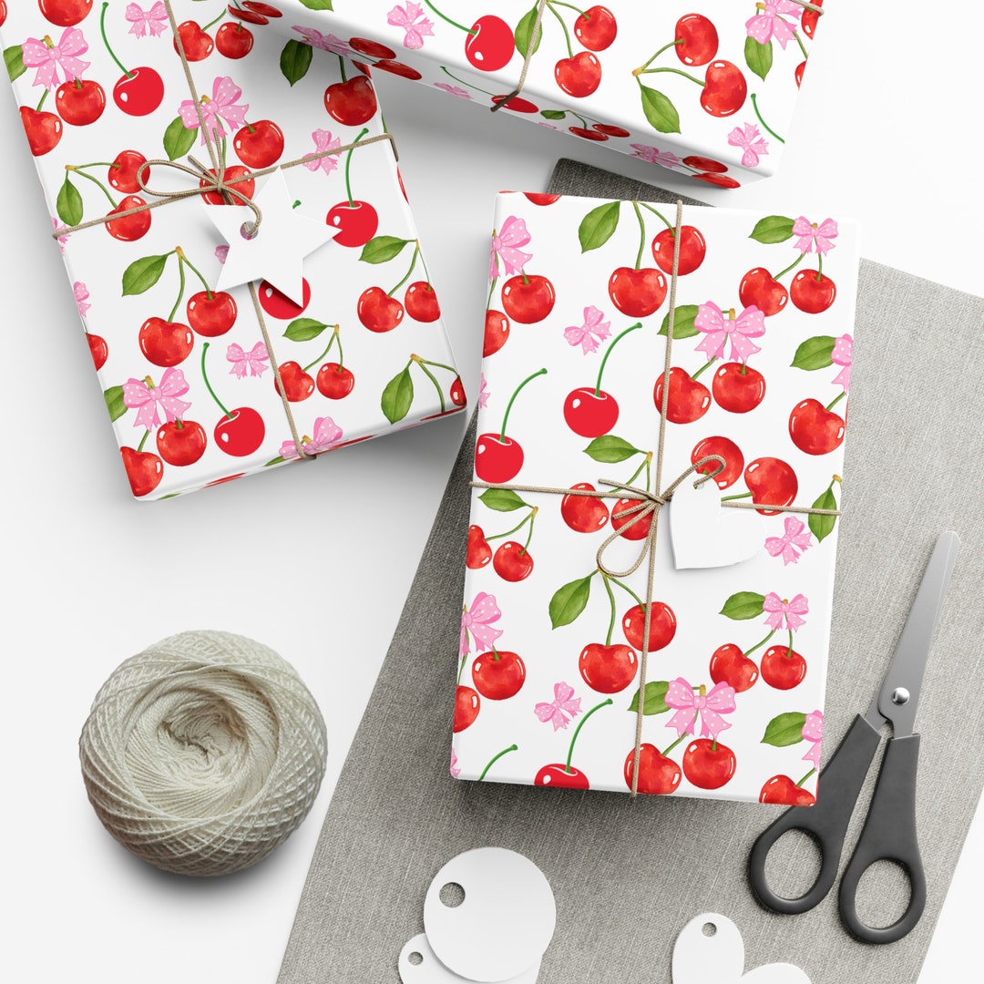 Coquette Gift Wrap, Cherry Wrapping Paper Rolls, Bridal Shower Gift ...