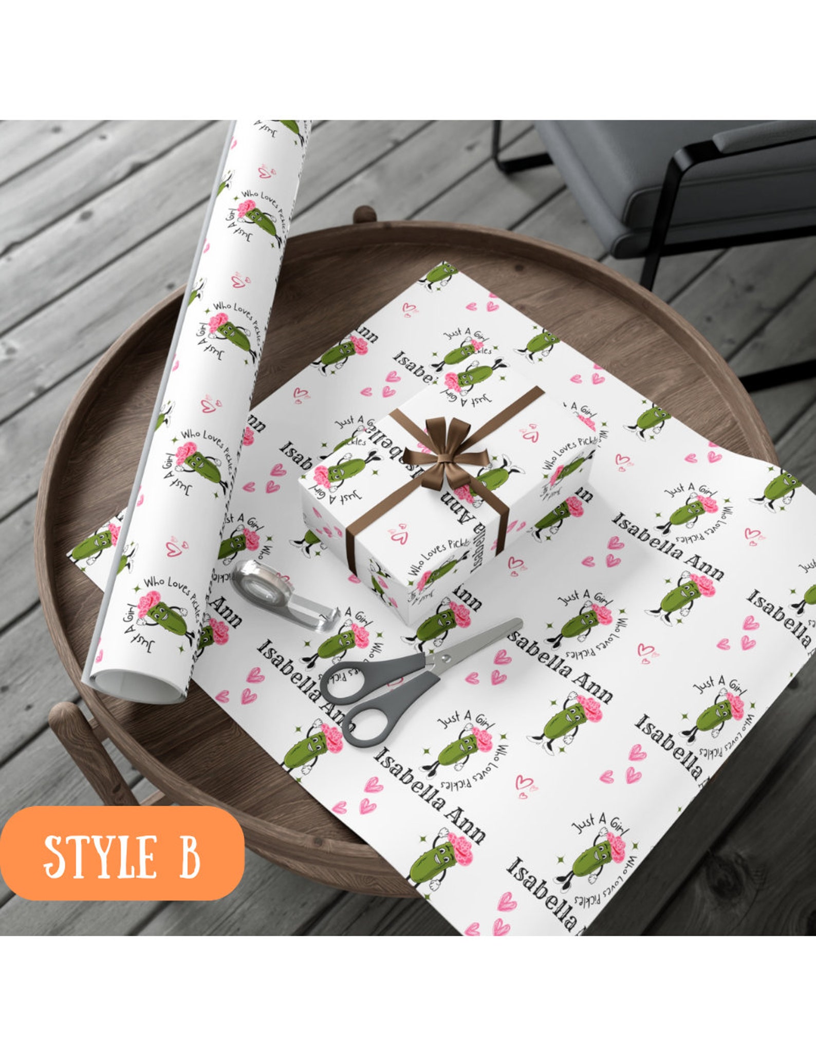 Pickle Gift Wrap Papers, Personalized Pickles Wrapping Paper, Pickle ...