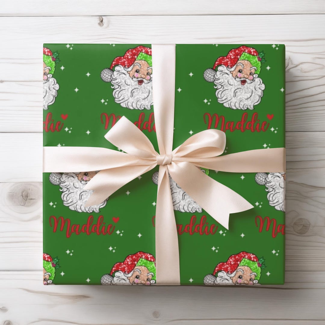 Personalized Holiday Gift Wrap Paper, Santa Wrapping Paper, Custom ...