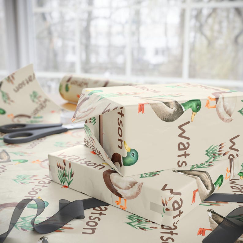 Personalized Mallard Duck-themed Wrapping Paper Roll, Babby Shower ...