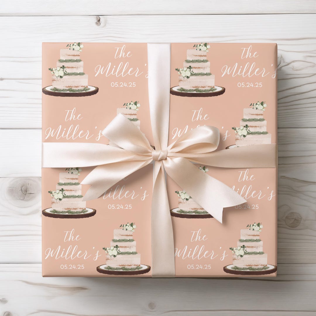 Elegant Wedding Cake Wrapping Paper, Bridal Shower Gift Wrap, Rustic ...