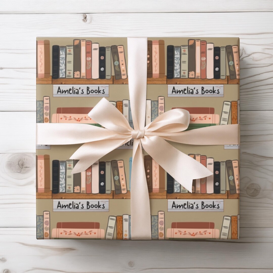 Personalized Festive Book-themed Gift Wrap Papers, Cozy Holiday ...