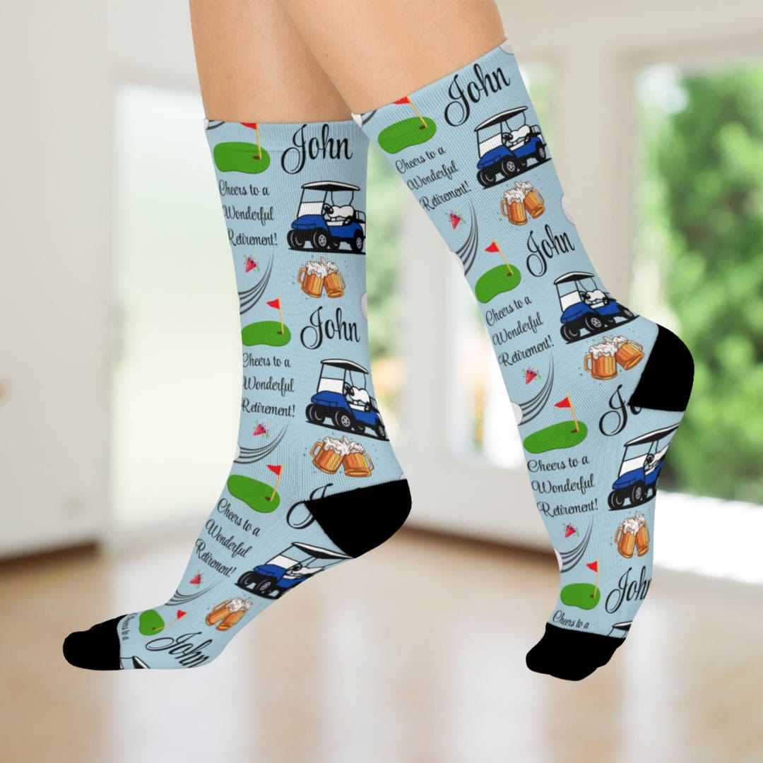 Personalized Cushioned Crew Socks, Fun Custom Golf Socks for Him ...