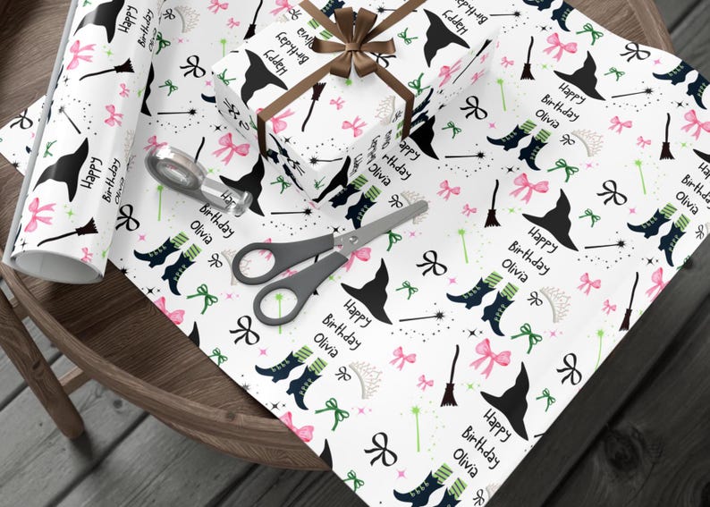 Whimsical Wicked Gift Wrap Paper, Magical Party Wrapping, Personalized ...