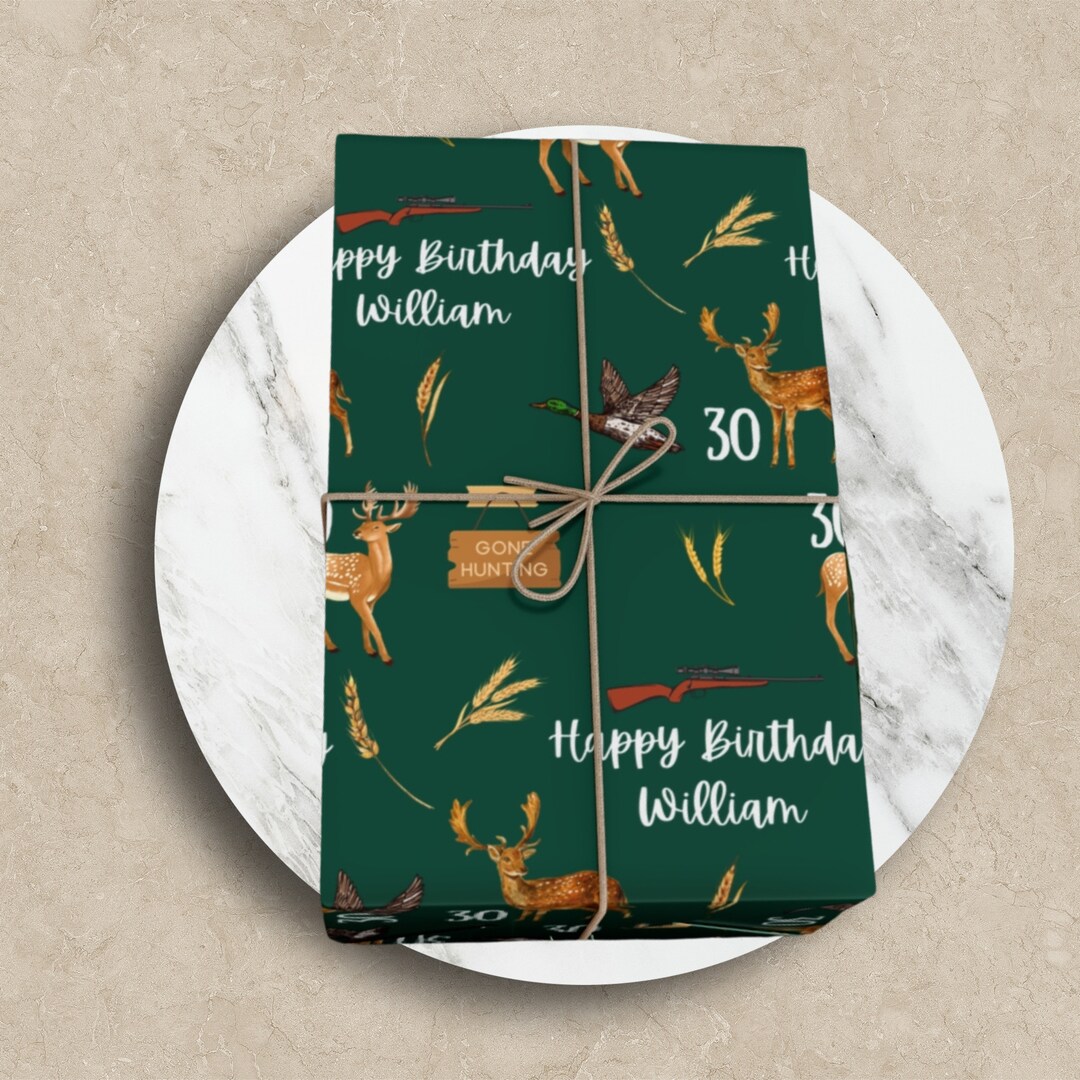 Personalized Deer Hunting Wrapping Paper, Hunter Theme Birthday, Custom ...