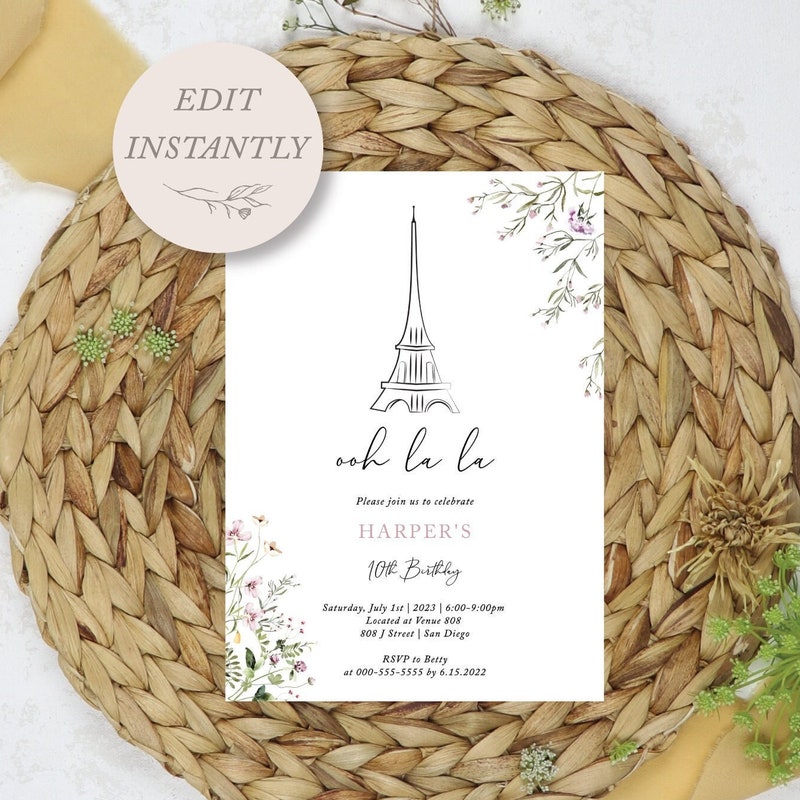 Eiffel Tower Invitation - Etsy