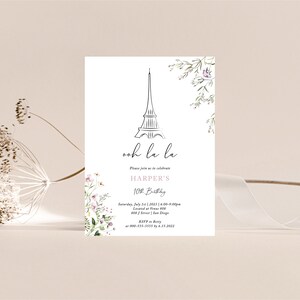 Eiffel Tower Kids Birthday Invite Template | Digital Download Birthday ...