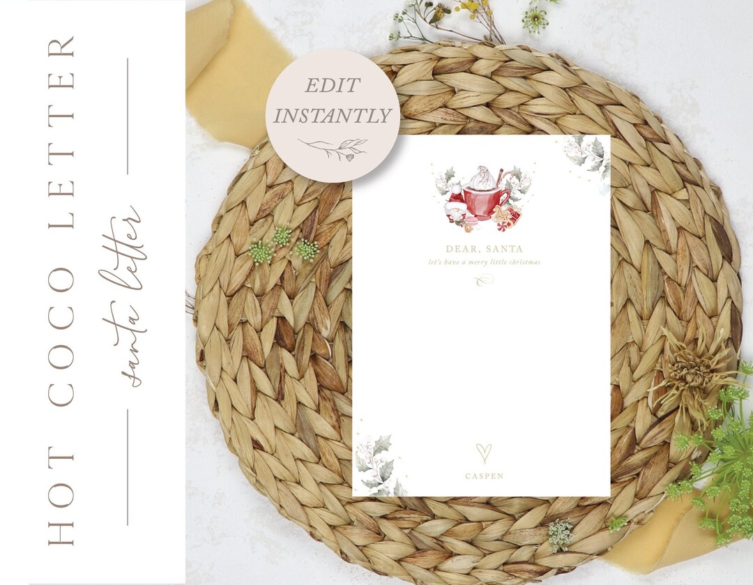 Hot Cocoa Kids Letter to Santa Digital Personalized Holiday Letter ...