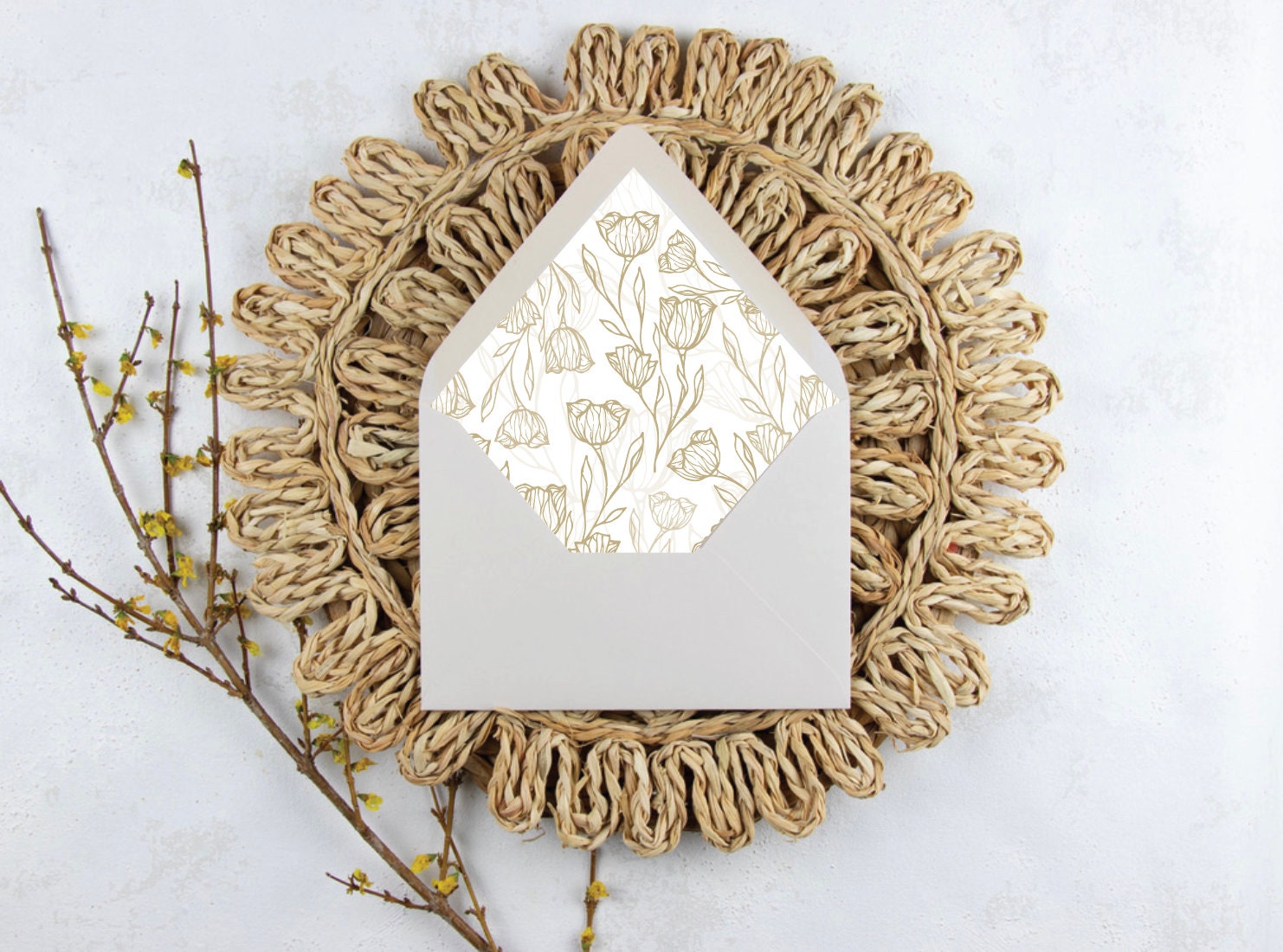 Gold Floral Printable Envelope Liners Instant Download Garden Envelope ...