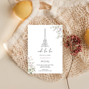 Eiffel Tower Kids Birthday Invite Template | Digital Download Birthday ...
