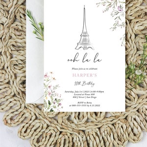 Eiffel Tower Kids Birthday Invite Template | Digital Download Birthday ...