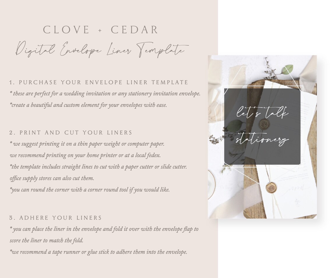 Beige Floral Pattern Printable Envelope Liners Instant Download Wedding ...