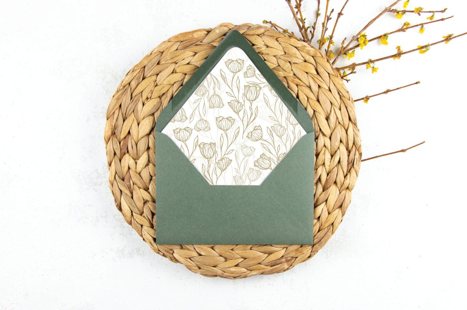 Gold Floral Printable Envelope Liners Instant Download Garden Envelope ...