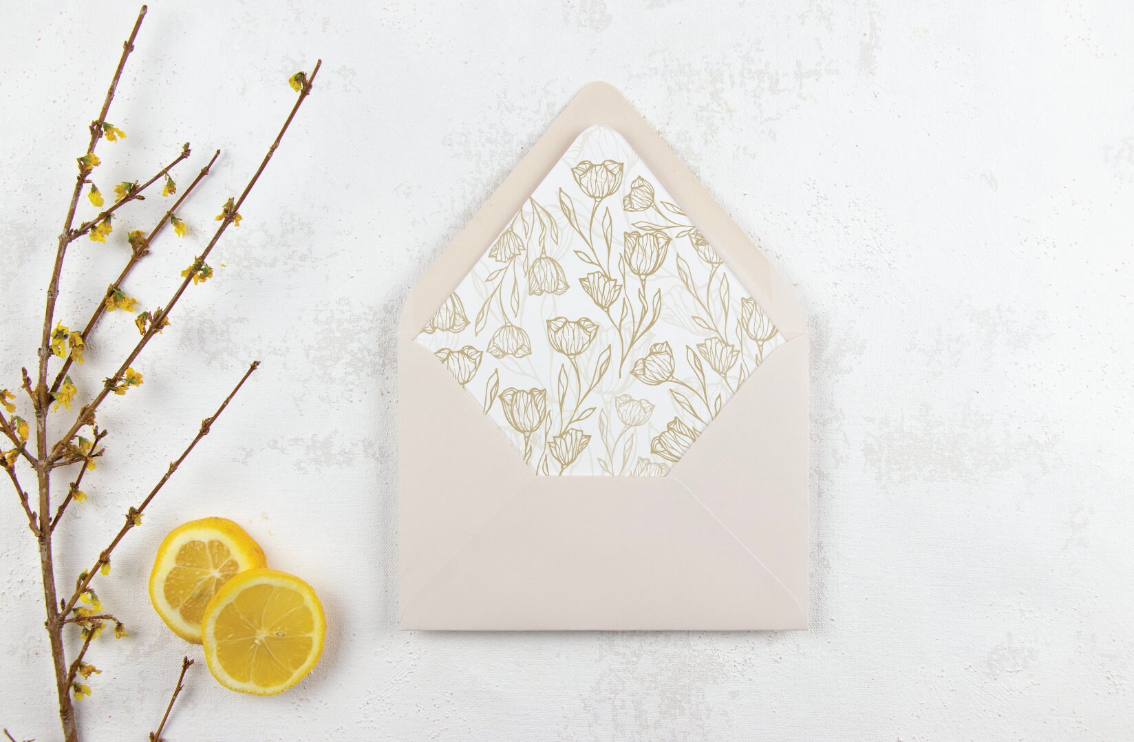 Gold Floral Printable Envelope Liners Instant Download Garden Envelope ...