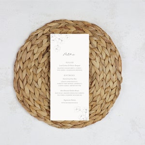 DIY Gray Floral Menu Template Beige Floral Wedding Menu Template 4x9 ...