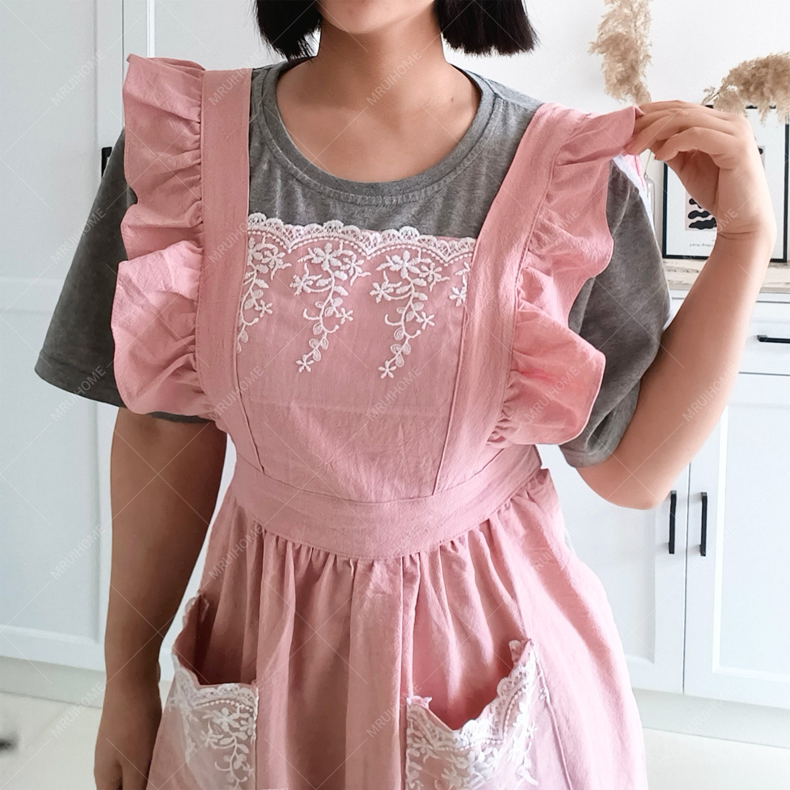 Cute Aprons for Women,pink Baking Apron With Pockets for Mother Gift ...