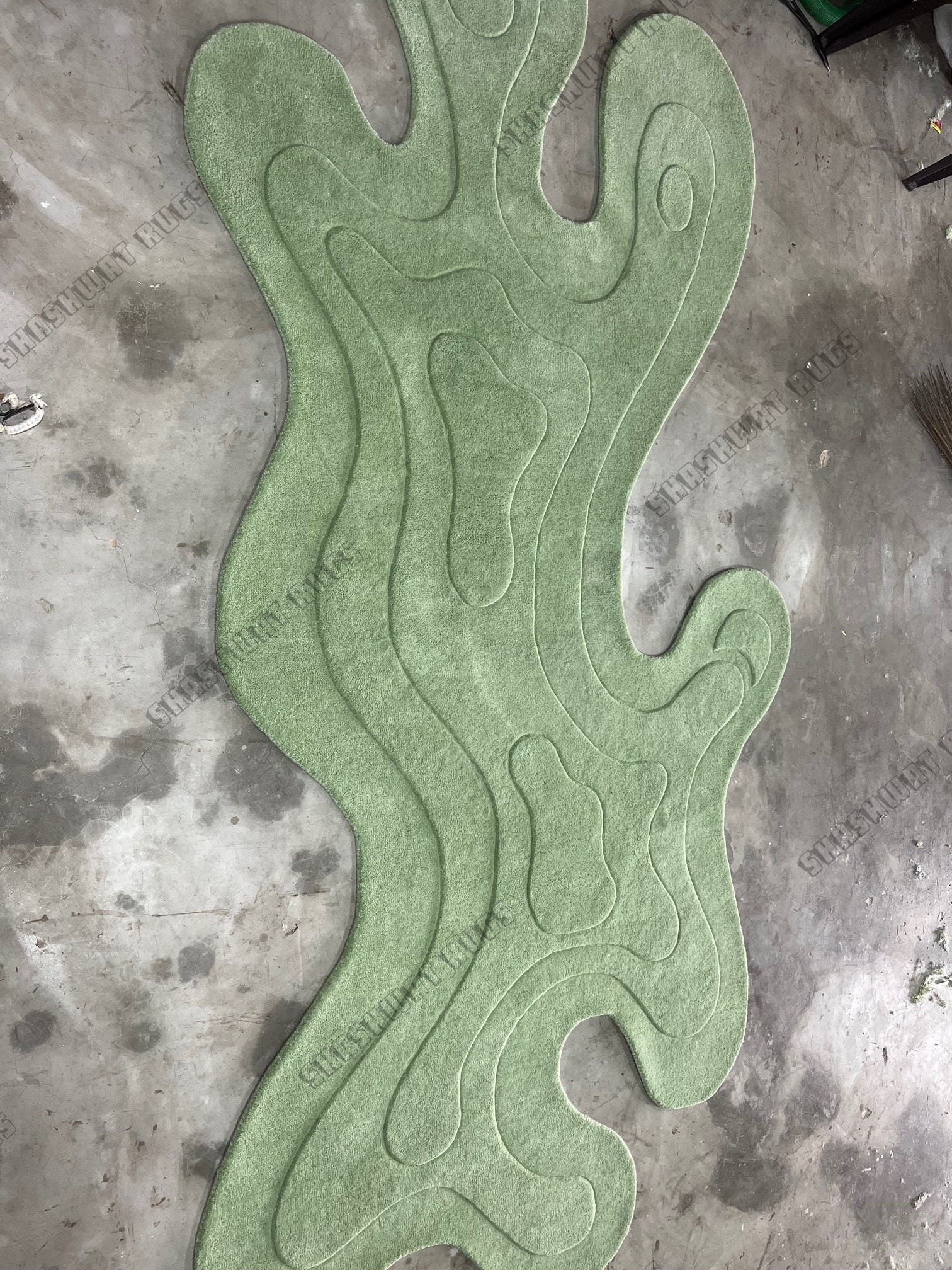 Irregular Shape Rug,premium Quality Wool Handtufted Green Rugs,all ...