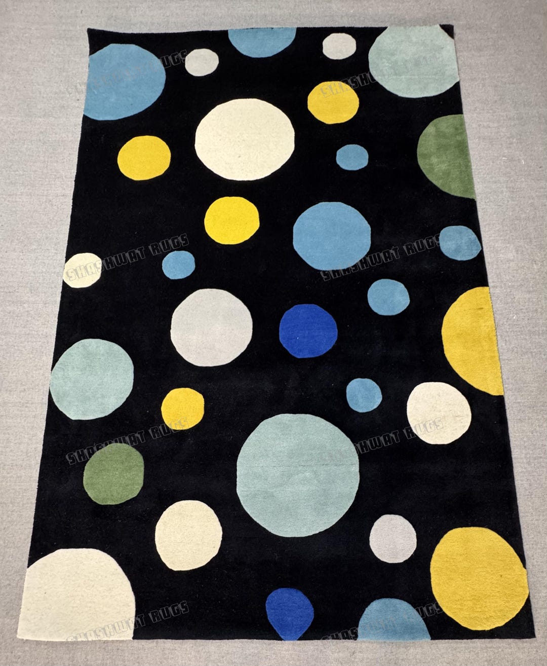Soap Bubbles Wool Rug: Hand-tufted Modern Black Rug - Etsy
