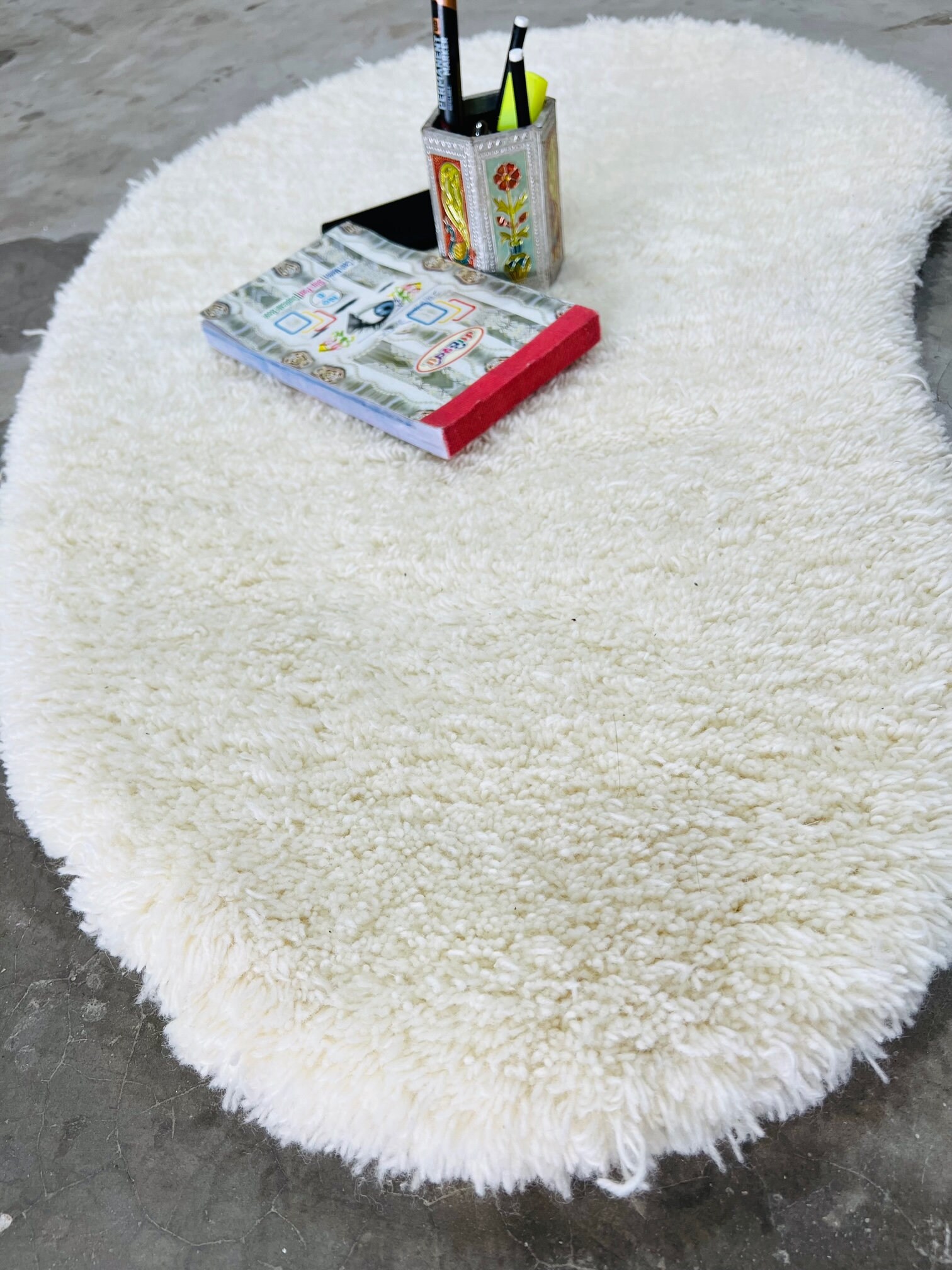 Hand-tufted Berber Wool Rug: Kidney Shape, Abstract Design, 3×5 - Etsy