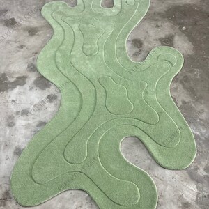 Irregular Shape Rug,premium Quality Wool Handtufted Green Rugs,all ...