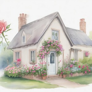 Rose Cottage Digital Clipart - 5 High Quality Jpgs Instant Downloadable ...