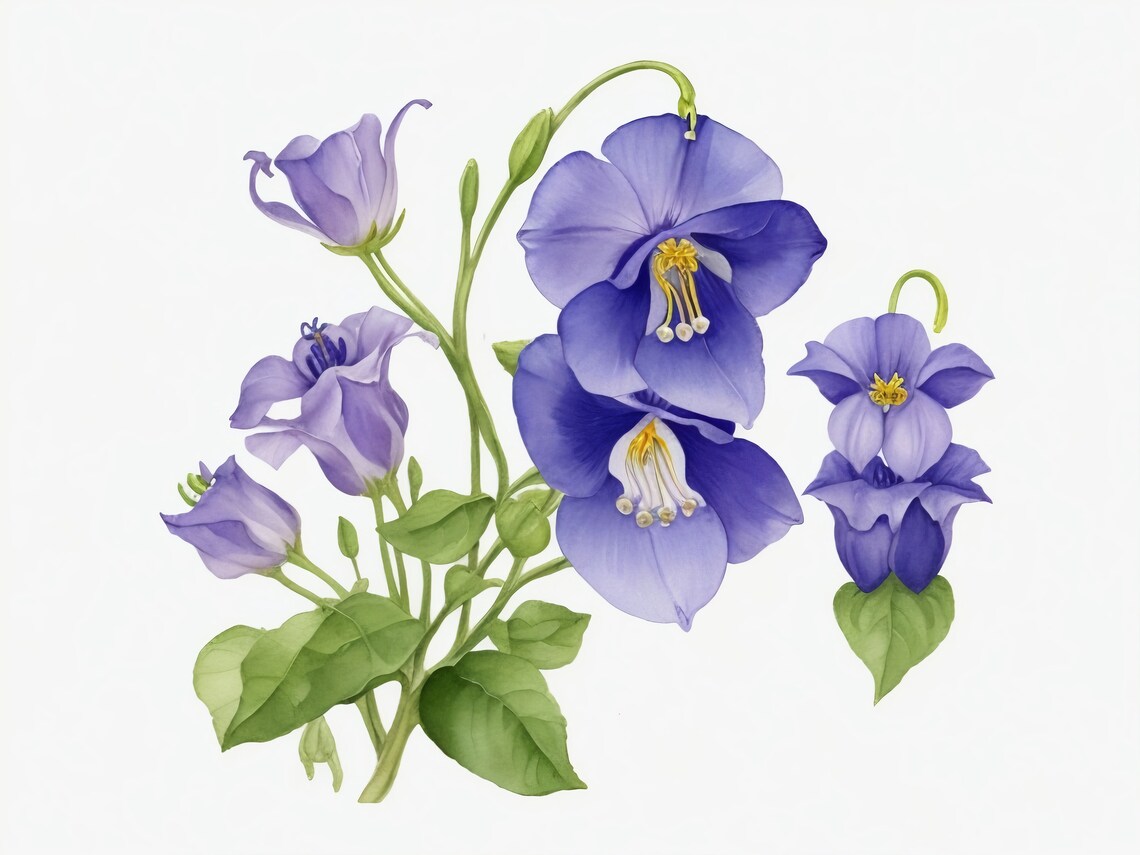 Bell Flower Digital Clipart - 5 High Quality Jpgs - Digital Planner ...