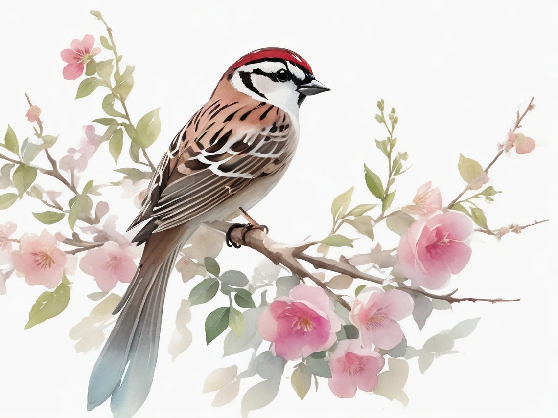 Instant Downloadable 5 Beautiful Sparrow Art for Decoration- Wallpaper ...