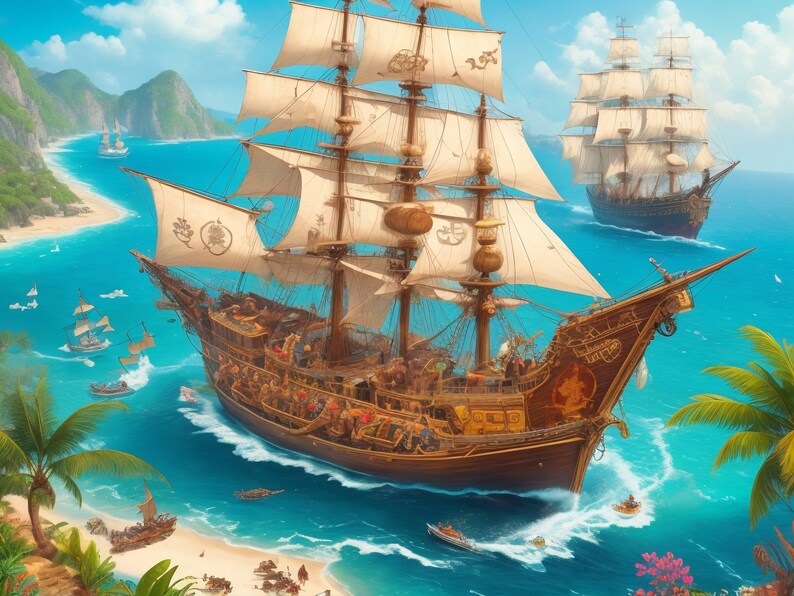 Instant Downloadable 5 Beautiful Boat Art for Decoration- Wallpaper ...