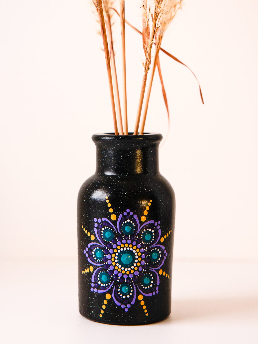 Small Hand Painted Mandala Vase - Etsy