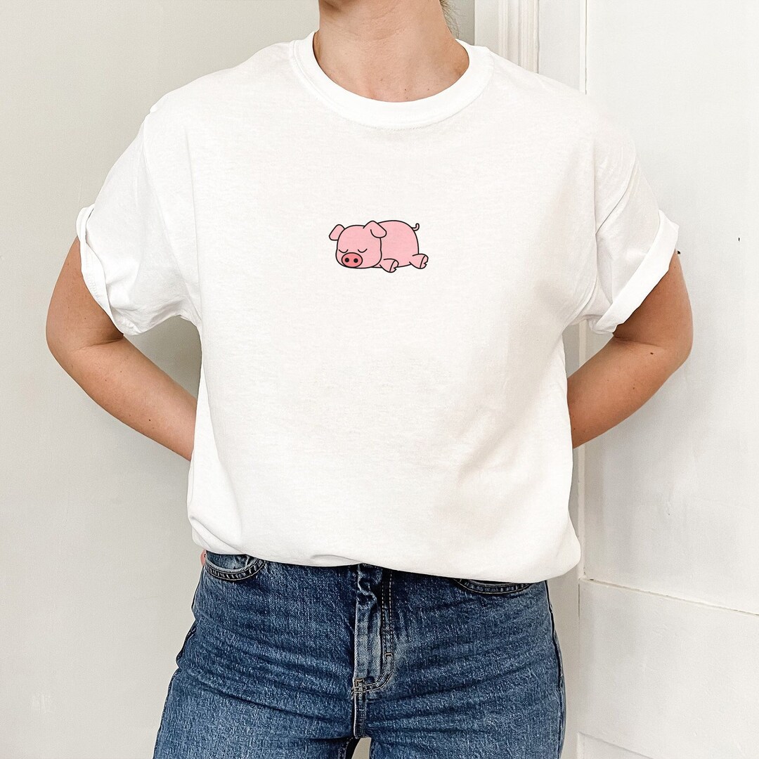 Pig T-shirt, Pig Shirt, Lazy Pig Shirt, Sleepy Pig Tee, Cute Pig Tee ...