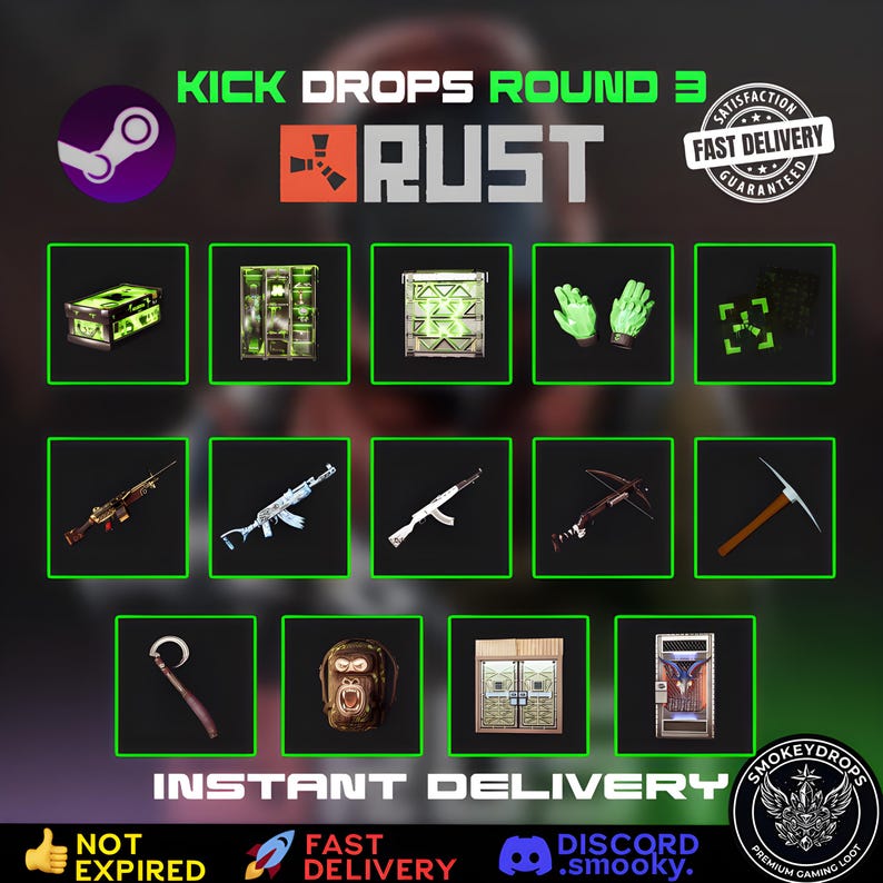 Rust Twitch Drops & Kick Drops All Rounds | Rust Game Items Skin Bundle ...