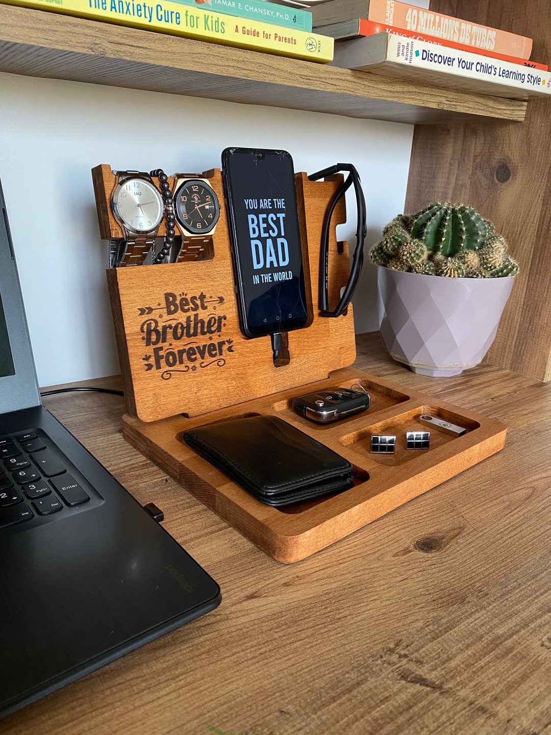 Personalized Wooden Charging Station, Birthday Gift for Brother ...