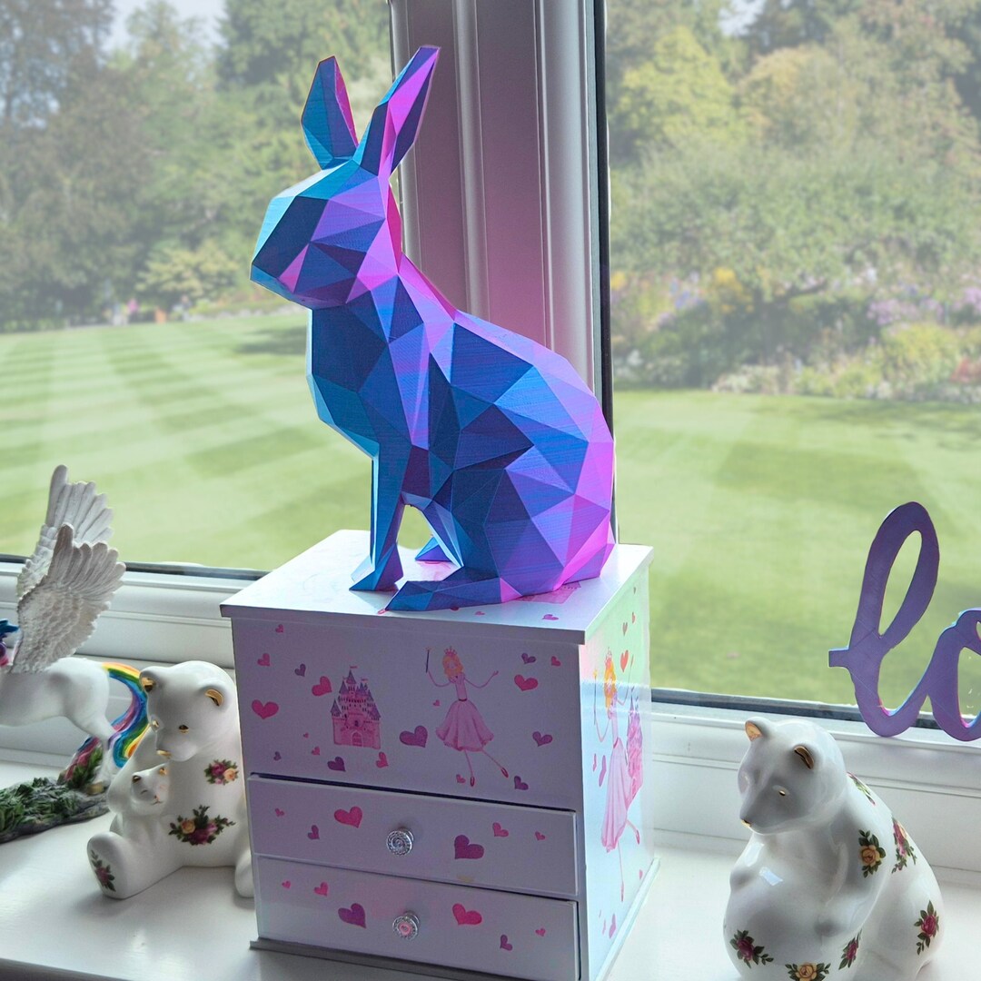 Bunny Statue Decorative 3D Printed Low Poly Vibrant Multi-colour ...