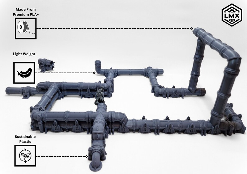 40K Terrain Industrial Pipes 3D Printed Sci-fi Modular Scenery for ...