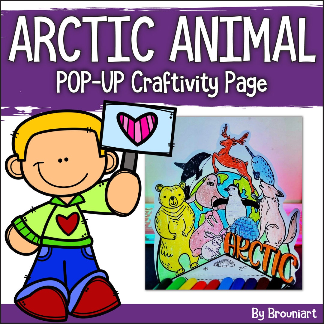 Winter Animal Craft Arctic Animal POP-UP Craftivity Coloring Page Polar ...