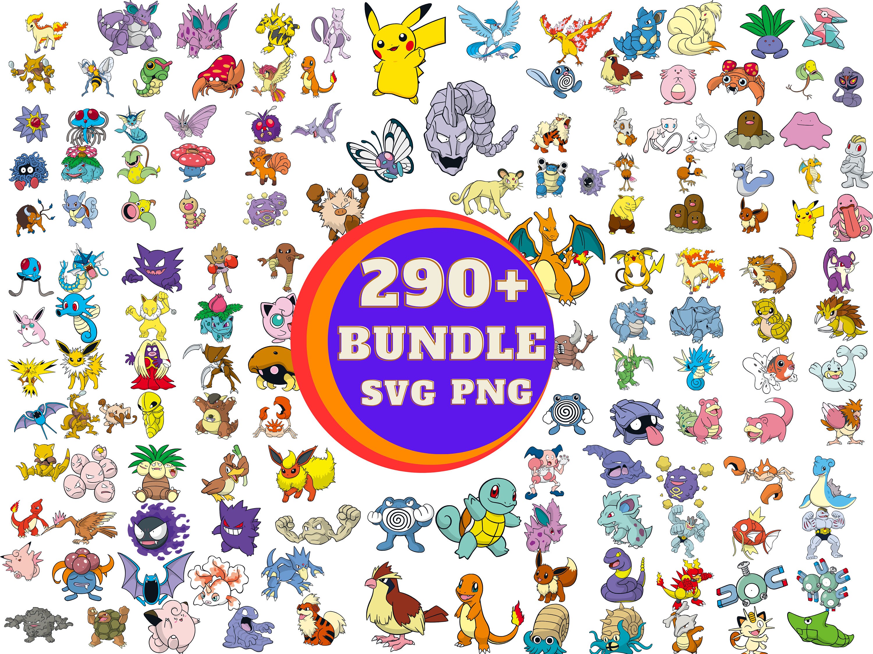 Pokemon Svg Bundle, High Quality Pokemon Png, SVG, PNG, Digital Files ...