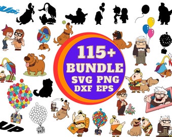 Up Svg Files, up Mive Dxf, Png Files, Carl and Ellie Clipart, up Movie ...