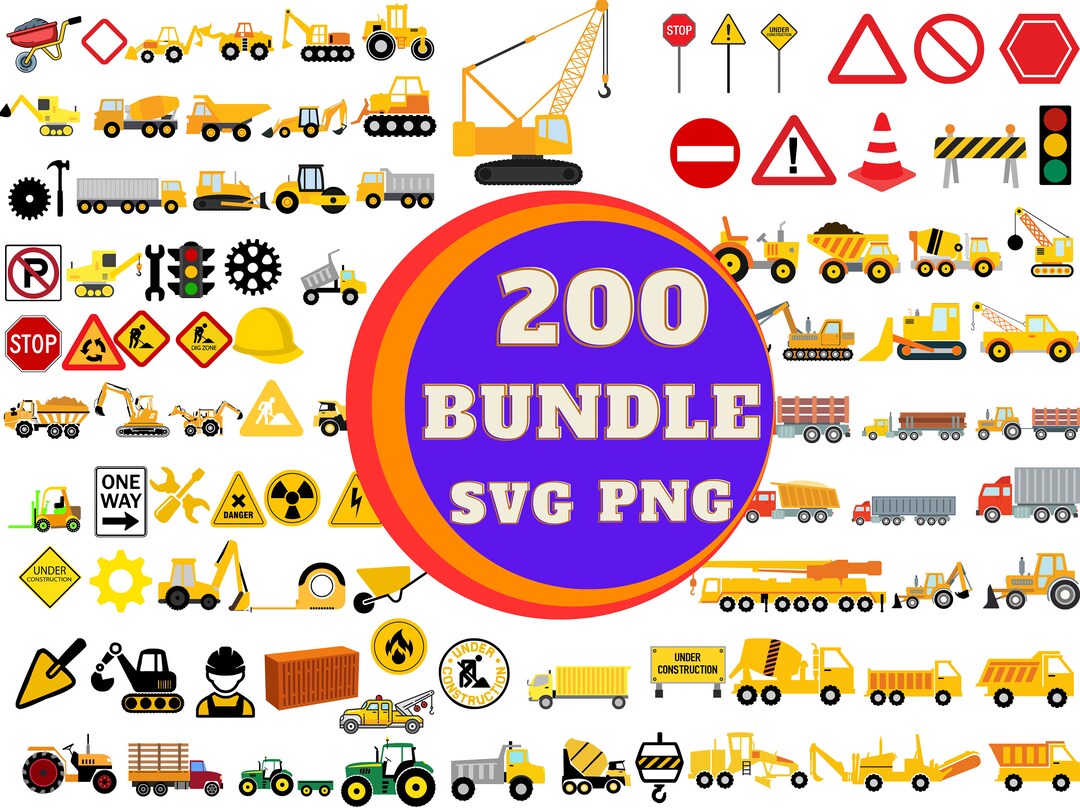 Construction Svg Bundle, SVG, PNG, Cricut , Construction, Digital Files ...