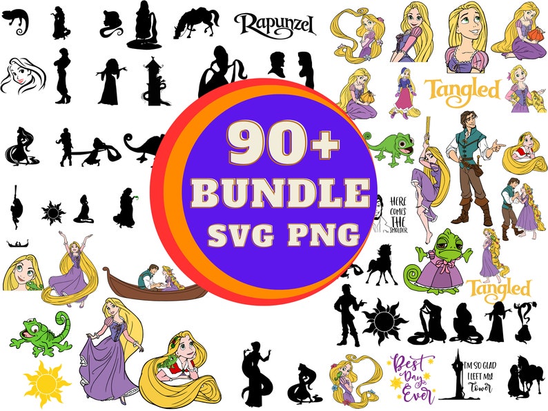 Rapunzel SVG Bundle, SVG, PNG, Tangled Clipart, Digital Files for ...