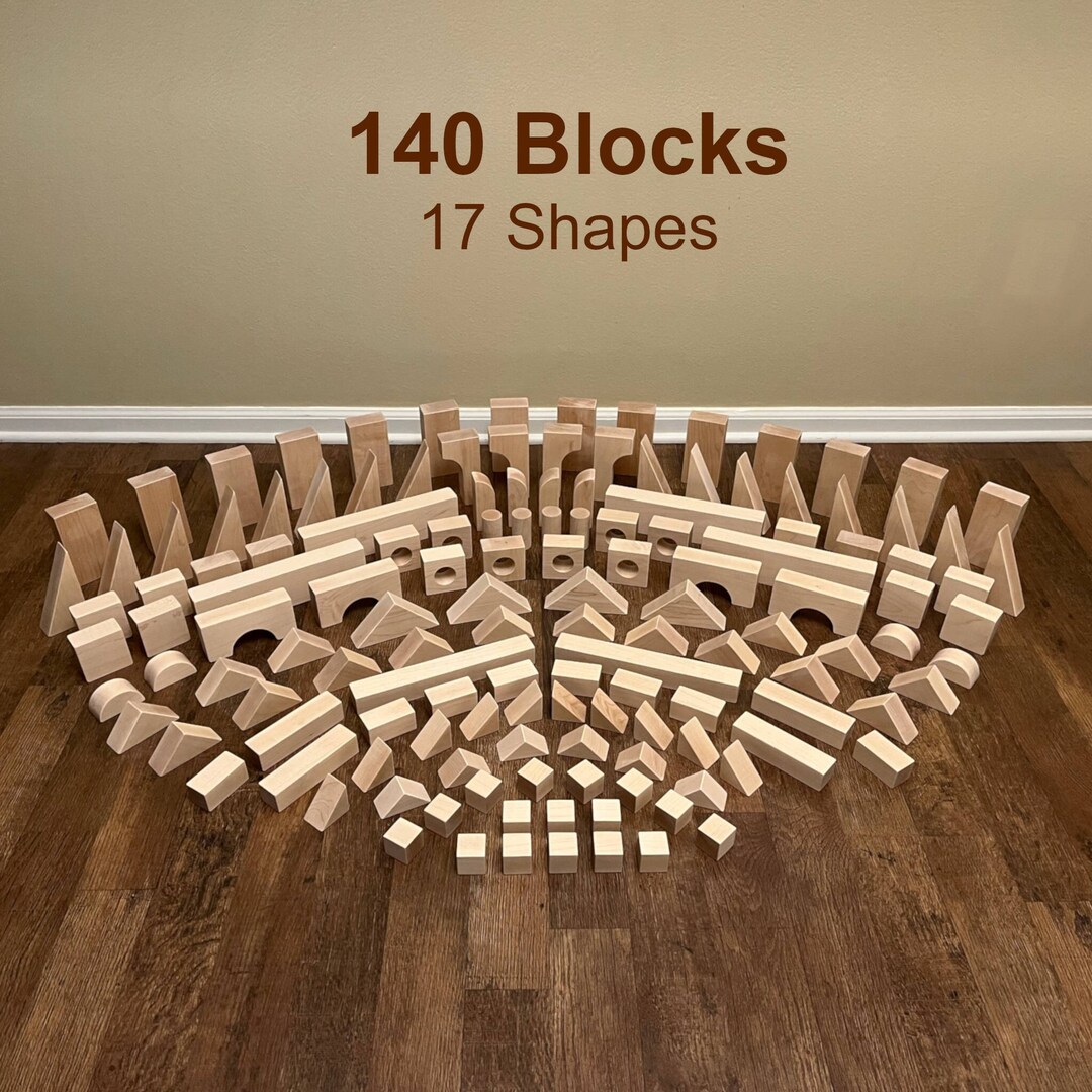 140-piece Solid Wood Building Block Set, All Natural Maple Wood Toys ...