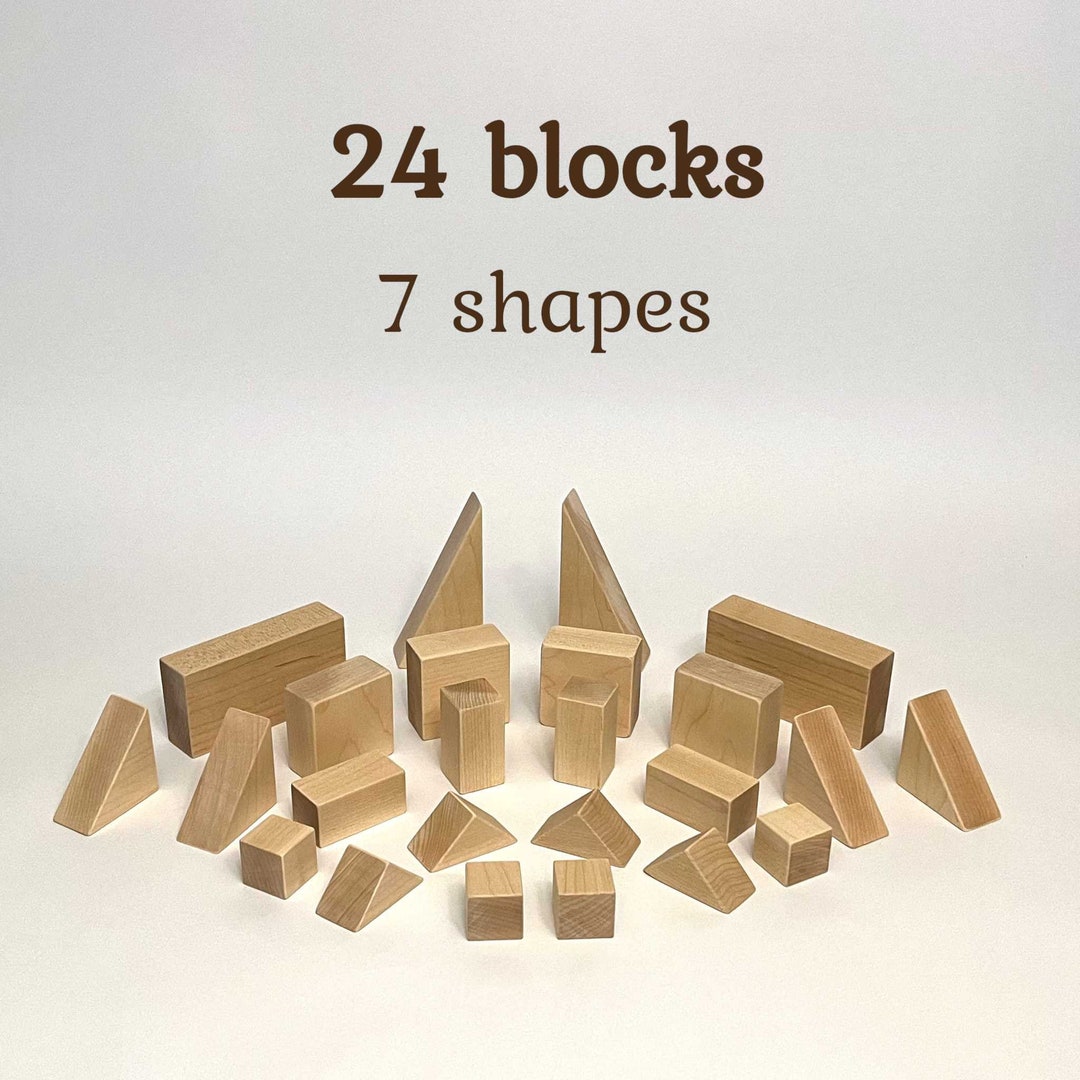 24-piece Solid Wood Building Block Set, All Natural Maple Wood Toys ...