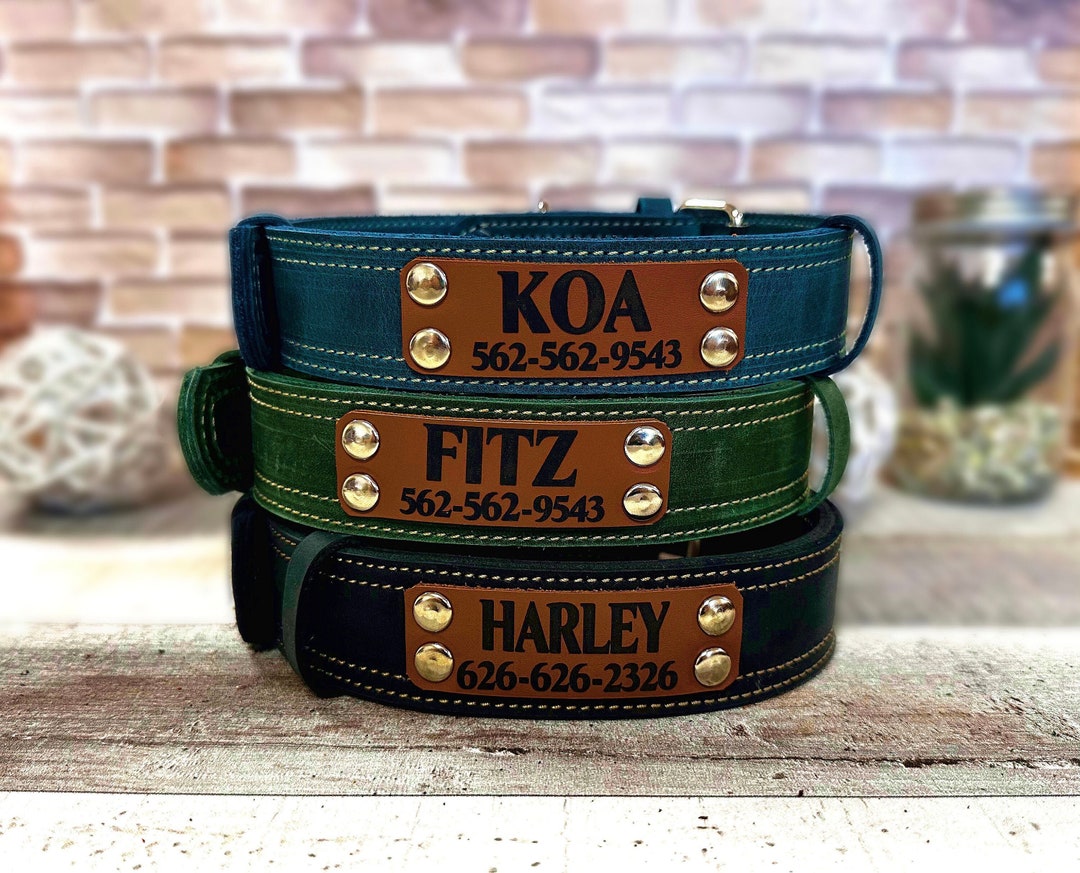 Leather Dog Collar With Personalization, Custom Dog Collar, Leather Dog ...