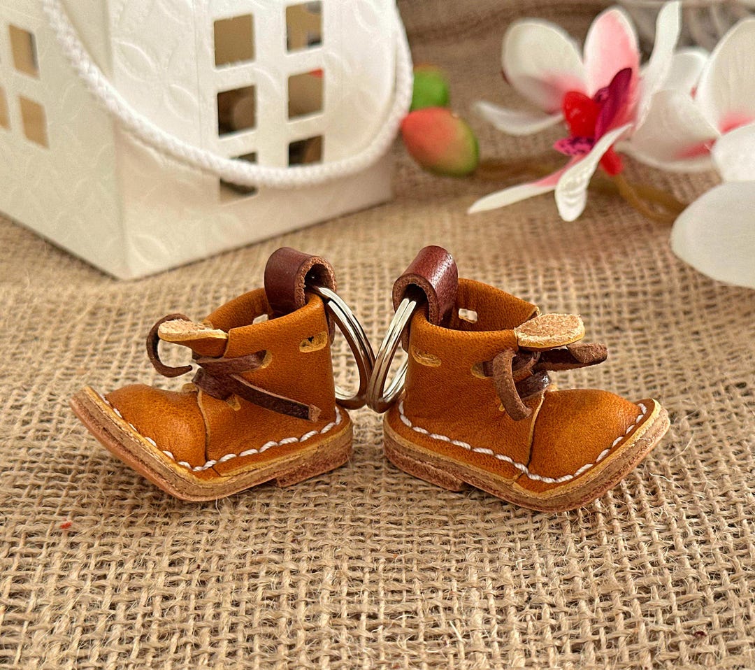 Handmade Leather Shoe Keychain: Engraved Key Holder, Shoe Lover Gift - Etsy